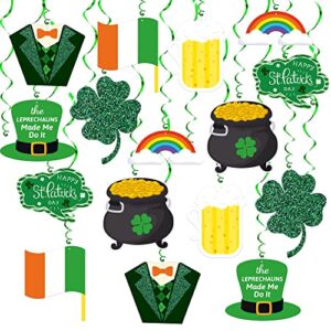 st patricks day hanging swirls decorations – pack of 30, no diy | st patricks day hanging decorations | st patricks day decorations | st patricks day ceiling decorations | hanging shamrock decorations