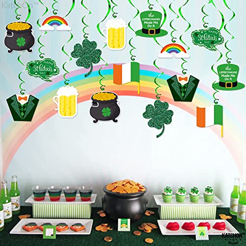 St Patricks Day Hanging Swirls Decorations - Pack of 30, No DIY | St Patricks Day Hanging Decorations | St Patricks Day Decorations | St Patricks Day Ceiling Decorations | Hanging Shamrock Decorations