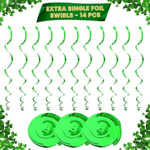 St Patricks Day Hanging Swirls Decorations - Pack of 30, No DIY | St Patricks Day Hanging Decorations | St Patricks Day Decorations | St Patricks Day Ceiling Decorations | Hanging Shamrock Decorations