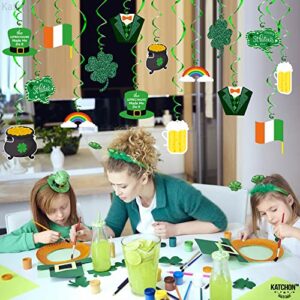 St Patricks Day Hanging Swirls Decorations - Pack of 30, No DIY | St Patricks Day Hanging Decorations | St Patricks Day Decorations | St Patricks Day Ceiling Decorations | Hanging Shamrock Decorations