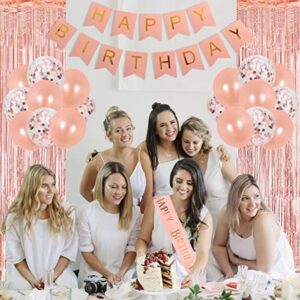 29th Birthday Decorations for Women Rose Gold - Last Year In My 20s Banner, Cheers to 29 Years Old Birthday Decor with Champagne Goblet Balloon, Number 29 Foil Balloons, Happy Birthday Sash