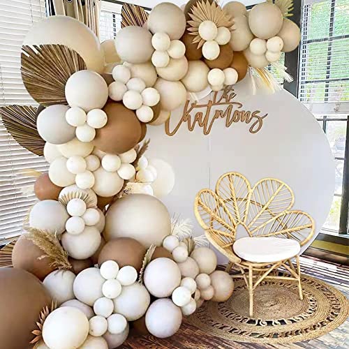 18Inch Boho Brown Neutral Nude Tan Teddy Bear Balloons Balloon Garland Kit, Jungle Safari Boho Teddy Bear Birthday Baby Shower Wedding Theme Party Decorations Supplies for Boy Girl