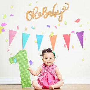 Baby Sign Baby Wooden Sign Wood Baby Shower Banner Gender Reveal Backdrop Boy Girl 1st Birthday Wall Banner Baby Letter Party Decorations for Table Nursery Wall Decor Photo Props, 13.8 x 7.9 Inch