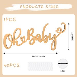 Baby Sign Baby Wooden Sign Wood Baby Shower Banner Gender Reveal Backdrop Boy Girl 1st Birthday Wall Banner Baby Letter Party Decorations for Table Nursery Wall Decor Photo Props, 13.8 x 7.9 Inch