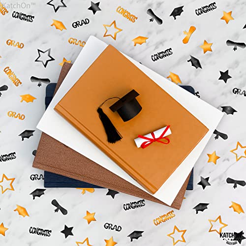 Graduation Confetti 2023 - Pack 1000, Grad Confetti | Orange and Black Graduation Decorations | Graduation Centerpieces for Tables 2023 | Orange Graduation Party Decorations 2023 Confetti Graduation