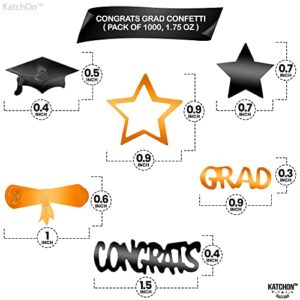 Graduation Confetti 2023 - Pack 1000, Grad Confetti | Orange and Black Graduation Decorations | Graduation Centerpieces for Tables 2023 | Orange Graduation Party Decorations 2023 Confetti Graduation