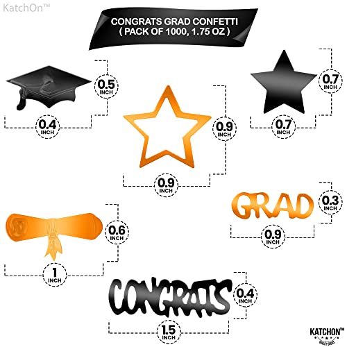 Graduation Confetti 2023 - Pack 1000, Grad Confetti | Orange and Black Graduation Decorations | Graduation Centerpieces for Tables 2023 | Orange Graduation Party Decorations 2023 Confetti Graduation