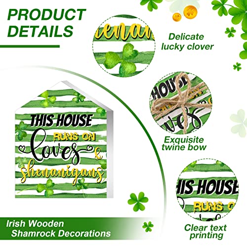 3 Pcs St. Patrick's Day Table Wooden Signs St. Patrick's Table Decoration Lucky Sign Shamrocks Green Truck Irish Themed Table Centerpiece for St. Patrick's Day Party Home Table Decor (Novelty Style)