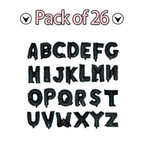 Wellin 16" Black Foil Mylar Letter Balloons A-Z 26pcs Mega Pack, Aluminum Hanging Foil Film Alphabet Letter ( A-Z, Black)