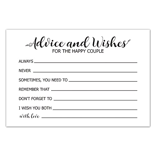 Advice and Wishes Cards for The Happy Couple, Mr and Mrs, Bride & Groom, Newlyweds, Wedding Advice Cards Perfect for Bridal Shower, Wedding, Wedding Guest Book Alternative, Pack of 50 4x6 Inch