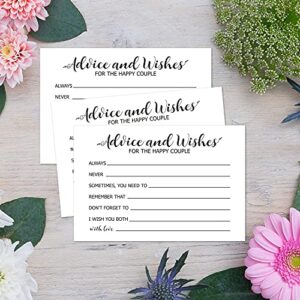 Advice and Wishes Cards for The Happy Couple, Mr and Mrs, Bride & Groom, Newlyweds, Wedding Advice Cards Perfect for Bridal Shower, Wedding, Wedding Guest Book Alternative, Pack of 50 4x6 Inch