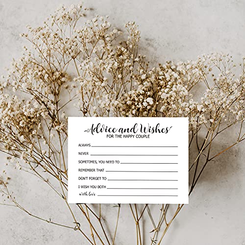 Advice and Wishes Cards for The Happy Couple, Mr and Mrs, Bride & Groom, Newlyweds, Wedding Advice Cards Perfect for Bridal Shower, Wedding, Wedding Guest Book Alternative, Pack of 50 4x6 Inch