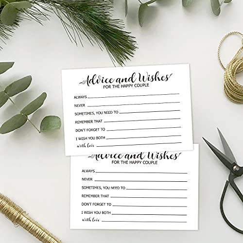 Advice and Wishes Cards for The Happy Couple, Mr and Mrs, Bride & Groom, Newlyweds, Wedding Advice Cards Perfect for Bridal Shower, Wedding, Wedding Guest Book Alternative, Pack of 50 4x6 Inch