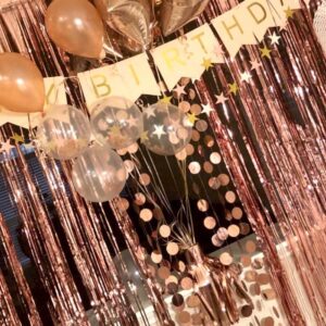 Ponoah Rose Gold Party Decorations, Hanging Streamers for Bachelorette Party Decorations, Rose Gold Paper Garland for Birthday Party Decoration