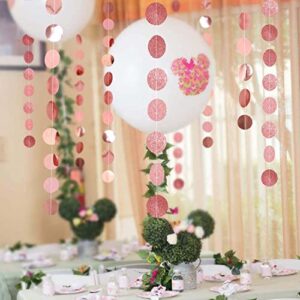 Ponoah Rose Gold Party Decorations, Hanging Streamers for Bachelorette Party Decorations, Rose Gold Paper Garland for Birthday Party Decoration