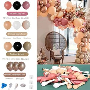 KUYT Balloon Arch Garland Kit,Blush Rose Gold Balloon Garland Double-Stuffed balloon arch stand for Retro Boho Wedding Baby Shower Bridal Engagement Anniversary Graduation Birthday Decorations