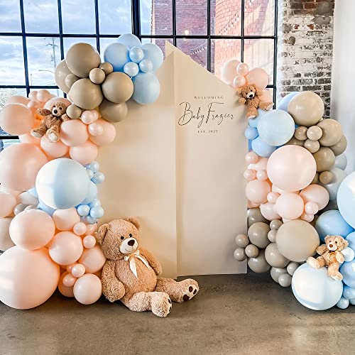 Baby Blue Balloons Garland Kit 145Pcs Double-Stuffed Pastel Apricot Cream Peach Balloons DIY Balloon Arch Kit Gender Reveal Birthday Party Baby Shower Decoration