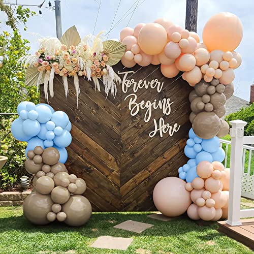 Baby Blue Balloons Garland Kit 145Pcs Double-Stuffed Pastel Apricot Cream Peach Balloons DIY Balloon Arch Kit Gender Reveal Birthday Party Baby Shower Decoration