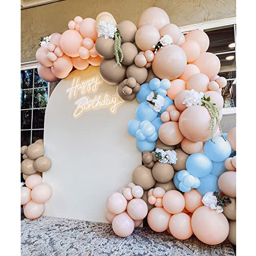 Baby Blue Balloons Garland Kit 145Pcs Double-Stuffed Pastel Apricot Cream Peach Balloons DIY Balloon Arch Kit Gender Reveal Birthday Party Baby Shower Decoration