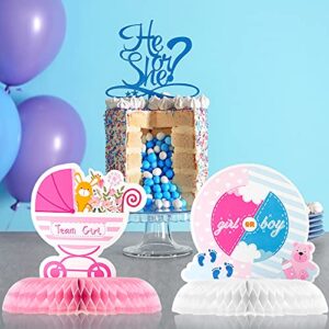 9 Pieces Gender Reveal Decorations Gender Reveal Honeycomb Centerpieces Bear Table Decorations Elephant Table Centerpieces for Boy or Girl Gender Reveal Baby Shower Pregnancy Announcements Decor