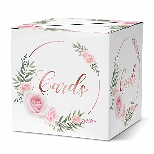 8”Card Box, Floral Cards Receiving Box, For Birthday, Wedding, Bridal or Baby Shower, Engagement, Retirements, Graduation, Money Box Holder, Party Favor, Decorations, 1 pte (Cabox006）