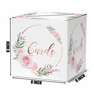 8”Card Box, Floral Cards Receiving Box, For Birthday, Wedding, Bridal or Baby Shower, Engagement, Retirements, Graduation, Money Box Holder, Party Favor, Decorations, 1 pte (Cabox006）