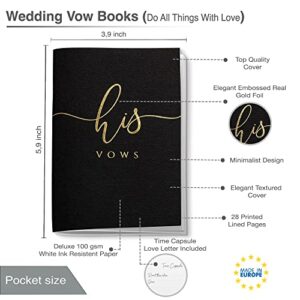 UNITED ESELL Wedding Vow Books His and Hers – Real Gold Foil Bride and Wedding Notebook with 28 Pages - 5,9" x 3.9" – Vow Renewal - Bridal Shower Gifts - Time Capsule Love Letter (Black)