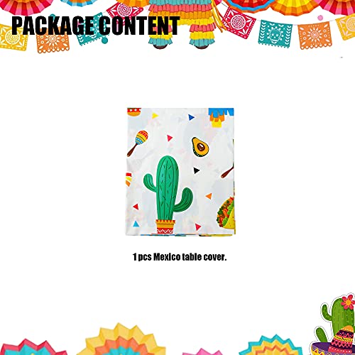 1 Pcs Cactus Llama Taco Tablecloth Mexican Fiesta Theme Plastic Table Cover Birthday Baby Shower Party Decor Supplies