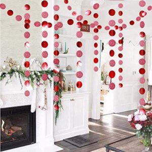 Decor365 Glitter Red Circle Dots Garland Kit for Party Hanging Decoration/Streamers/Backdrop/Banner/Garlands/Photo Booth Decor for Chinese New Year Celebration/Birthday/Wedding/Valentines/Engagement