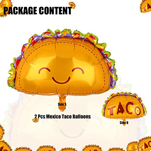 2 Pcs Mexico Taco Big Mylar Foil Balloon Mexican Final Fiesta Theme Party Baby Shower Decoration