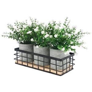 3 potted artificial plants flowers for home decor indoor, centerpiece table decorations for dinning room, table centerpiece decor for coffee table dining living room kitchen bath, white