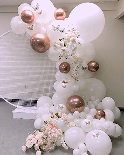 White Balloon Garland Kit Rose Gold balloon Arch Wedding Deco Bridal Shower Baby Birthday Party Decoration