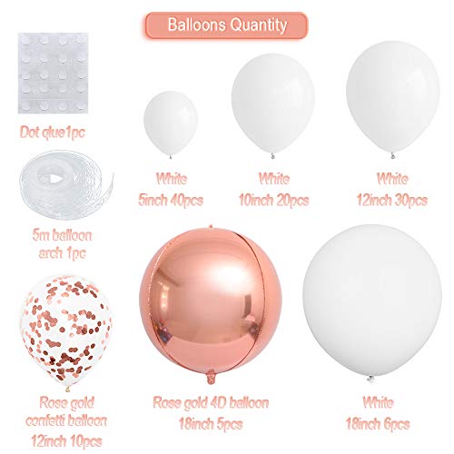 White Balloon Garland Kit Rose Gold balloon Arch Wedding Deco Bridal Shower Baby Birthday Party Decoration