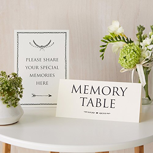 ANGEL & DOVE Large Condolence Memory Book & 2 Signs Set, Ivory, 12" x 8" - for Funeral, Celebration of Life