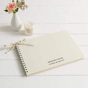 ANGEL & DOVE Large Condolence Memory Book & 2 Signs Set, Ivory, 12" x 8" - for Funeral, Celebration of Life