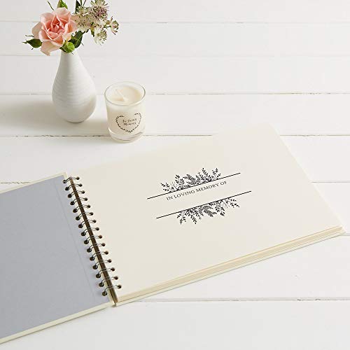 ANGEL & DOVE Large Condolence Memory Book & 2 Signs Set, Ivory, 12" x 8" - for Funeral, Celebration of Life