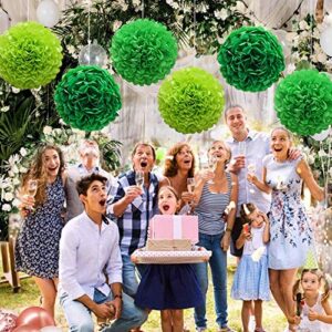 Lucky Green Tissue Paper Pom Poms, St. Patrick's Day Party Decoration Kit 21pcs of 8,10,12 inch Paper Pom Poms for Birthday Graduation Baby Shower, Spring School DIY Parties