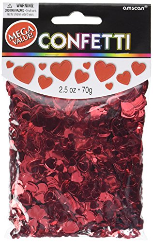 Amscan Red Metallic Hearts Confetti, 2.5 oz, 1 Pack