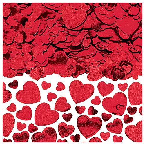 Amscan Red Metallic Hearts Confetti, 2.5 oz, 1 Pack