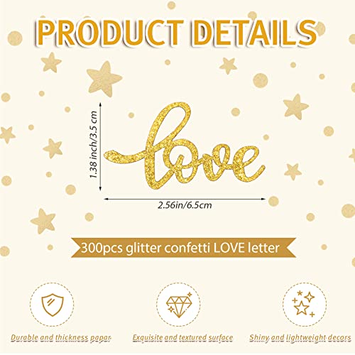 Wedding Table Decor Love Confetti Engagement Party Decorations Bridal Shower Confetti for Table Gold Love Confetti for Wedding Valentine's Day Party Anniversary Bachelorette(100 Pieces)