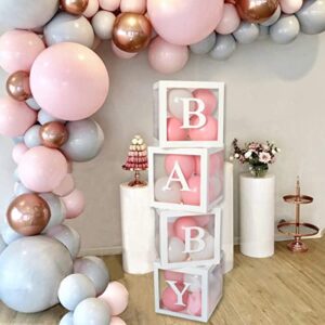 baby shower decorations large transparent balloons decor baby box baby blocks decorations for baby shower boy girl 1st birthday party decorations by qifu (white baby blocks)