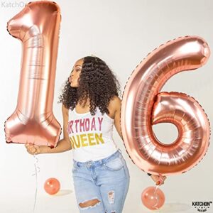 Giant, Rose Gold 16 Balloon Numbers - 40 Inch | Number 16 Balloons for Sweet 16 Birthday Decorations for Girls | Rose Gold 16th Birthday Decorations for Girls | Sweet 16 Balloons, Sweet 16 Decorations