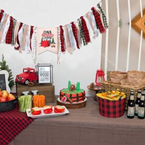 One Happy Camper Banner For 1st Birthday - Buffalo Plaid Highchair, Camping High Chair Banner, Wild One Banner, Woodland Banner, Lumberjack Banner, Buffalo Plaid Highchair Banner