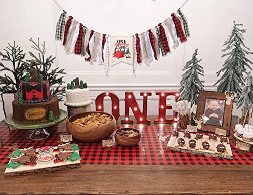 One Happy Camper Banner For 1st Birthday - Buffalo Plaid Highchair, Camping High Chair Banner, Wild One Banner, Woodland Banner, Lumberjack Banner, Buffalo Plaid Highchair Banner