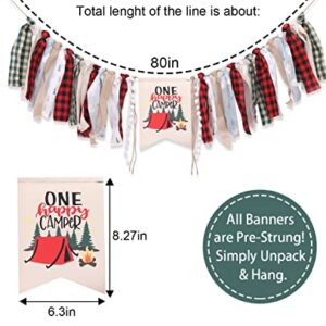 One Happy Camper Banner For 1st Birthday - Buffalo Plaid Highchair, Camping High Chair Banner, Wild One Banner, Woodland Banner, Lumberjack Banner, Buffalo Plaid Highchair Banner