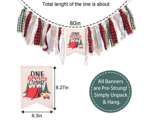 One Happy Camper Banner For 1st Birthday - Buffalo Plaid Highchair, Camping High Chair Banner, Wild One Banner, Woodland Banner, Lumberjack Banner, Buffalo Plaid Highchair Banner