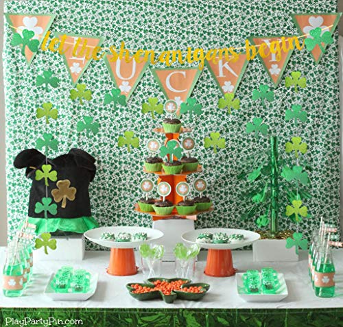 Weimaro Let The Shenanigans Begin Banner, Glittery St. Patrick’s Day Decorations, Indoor Home St Patricks Day Sign, St Patty’s Day Deocrations, Welcome Irish Party Decorations Supplies