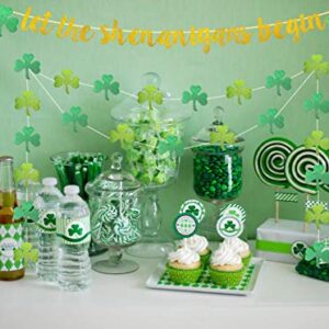 Weimaro Let The Shenanigans Begin Banner, Glittery St. Patrick’s Day Decorations, Indoor Home St Patricks Day Sign, St Patty’s Day Deocrations, Welcome Irish Party Decorations Supplies