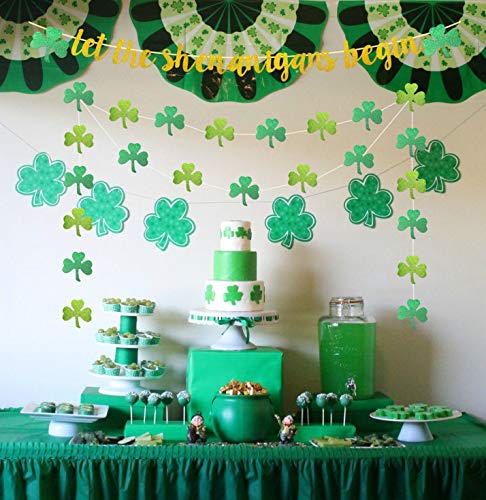 Weimaro Let The Shenanigans Begin Banner, Glittery St. Patrick’s Day Decorations, Indoor Home St Patricks Day Sign, St Patty’s Day Deocrations, Welcome Irish Party Decorations Supplies