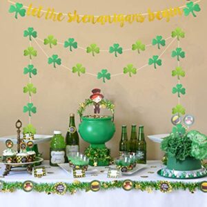 Weimaro Let The Shenanigans Begin Banner, Glittery St. Patrick’s Day Decorations, Indoor Home St Patricks Day Sign, St Patty’s Day Deocrations, Welcome Irish Party Decorations Supplies